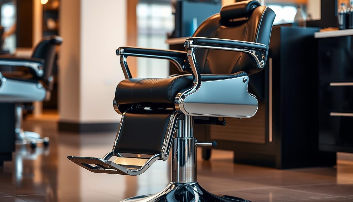 Elegant Hydraulic Barber Chair in a Professional Barber Shop